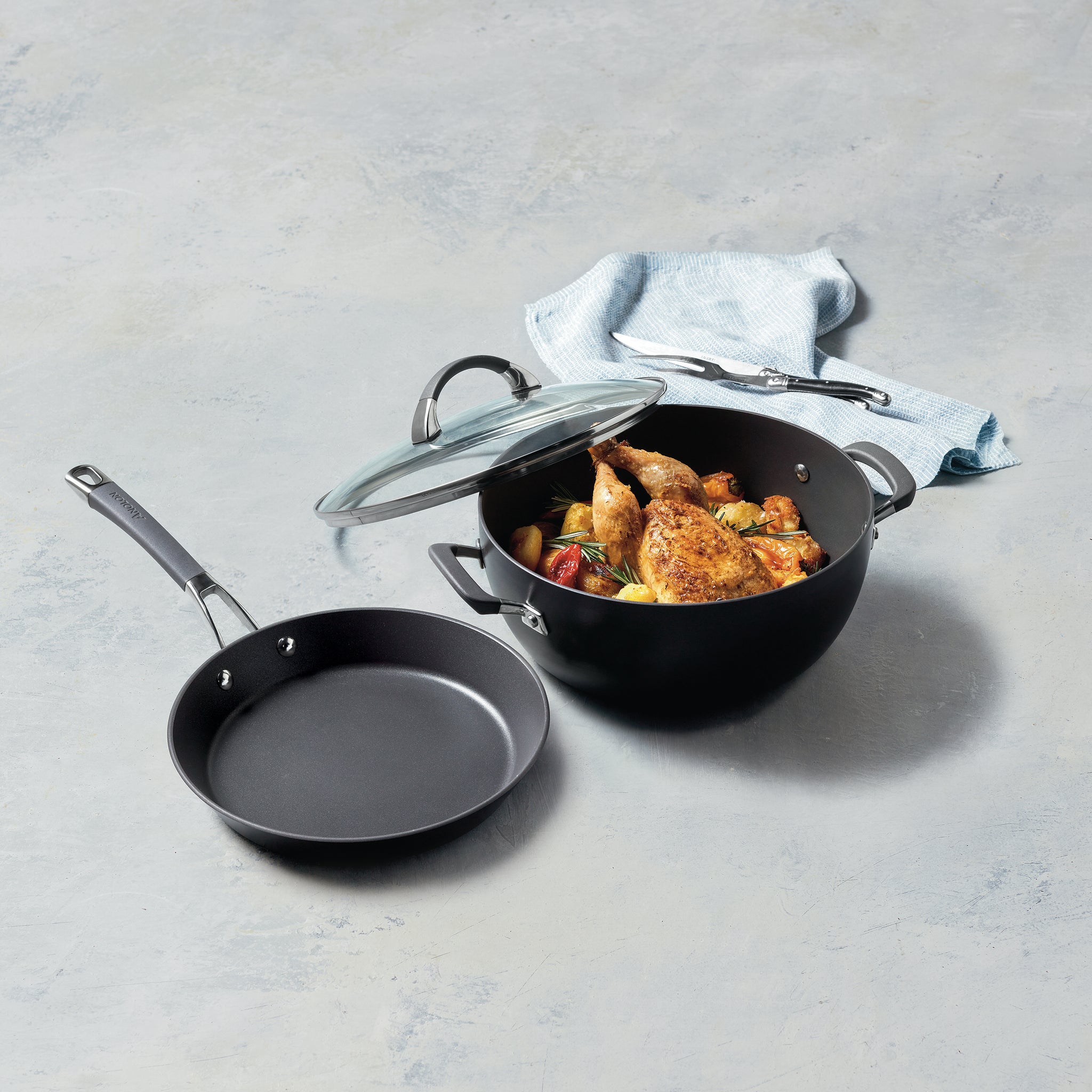 Anolon Endurance+ Nonstick Induction French Skillet 26cm and Covered ...